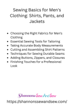 Sewing Basics for Men's Clothing: Shirts, Pants, and Jackets - Shannons ...