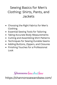 Sewing Basics for Men's Clothing: Shirts, Pants, and Jackets - Shannons ...