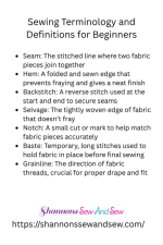 Sewing Terminology and Definitions for Beginners - Shannons Sew And Sew